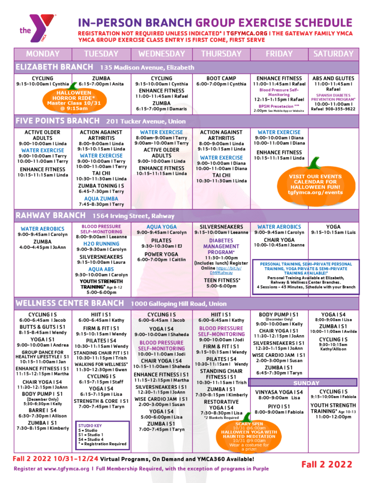 Fall 2 2022 Program Session 10/31-12/24 | The Gateway Family YMCA