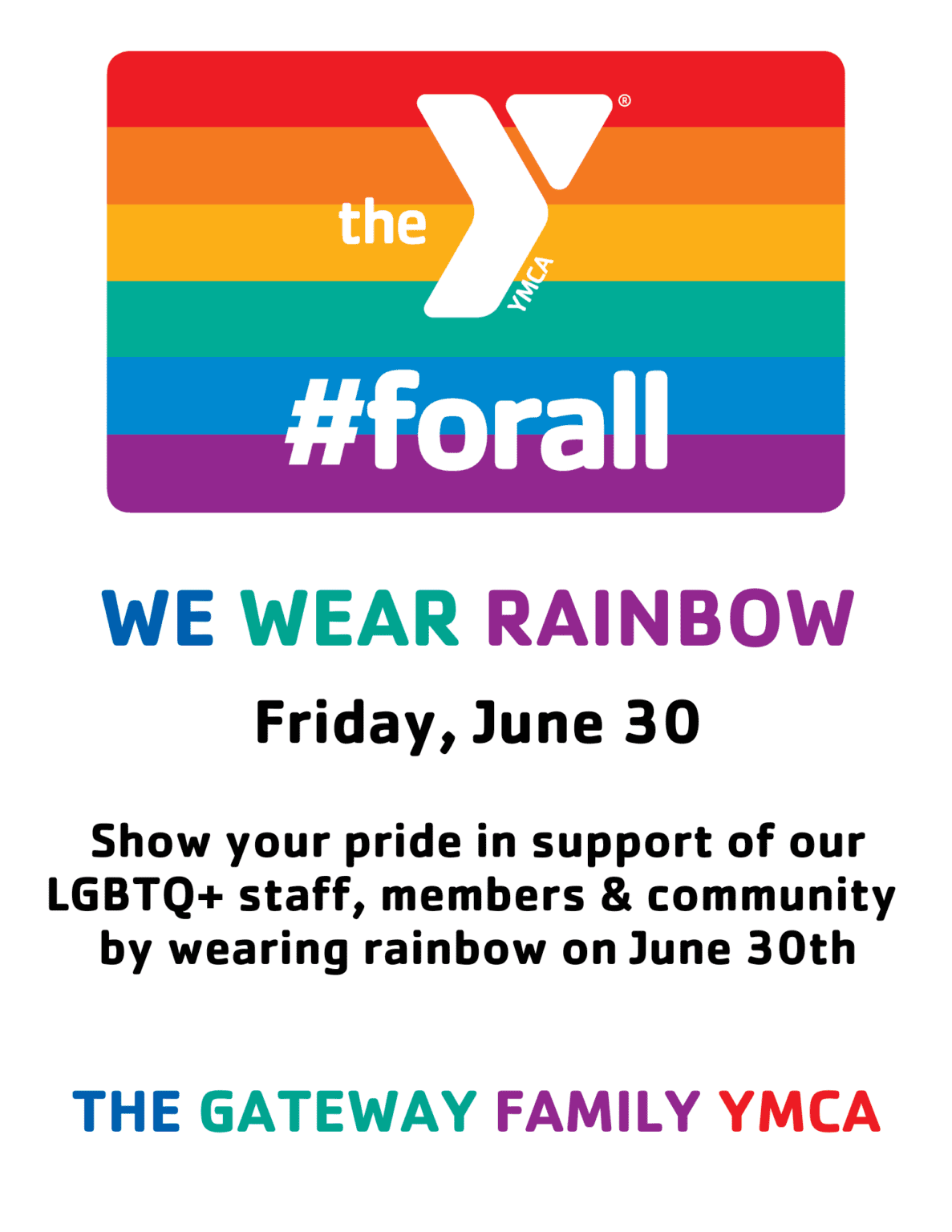 We Wear Rainbow | The Gateway Family YMCA