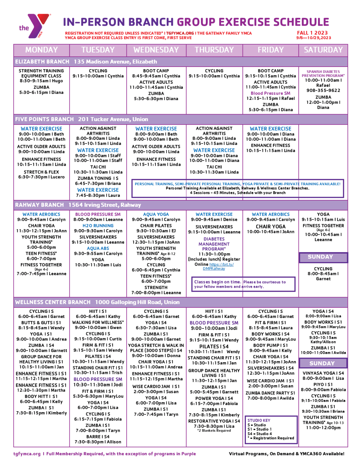 Fall 1 2023 Program Session 9/5-10/29 | The Gateway Family YMCA