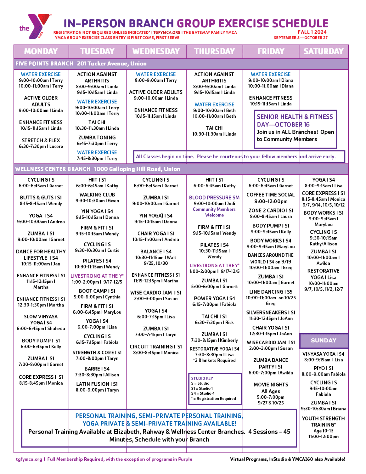 Fall 1 2024 Program Session 9/3-10/27 | The Gateway Family YMCA